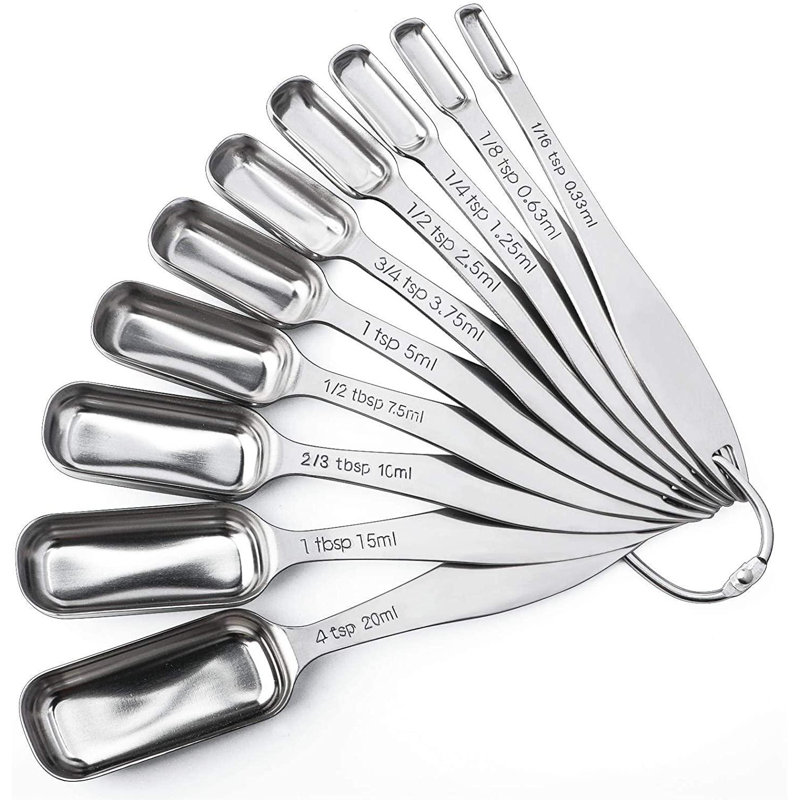 ZWISSLIV Stainless Steel Narrow Measuring Spoons, Heavy Duty Metal ... ZWISSLIV Stainless Steel Narrow Measuring Spoons, Heavy Duty Metal ...